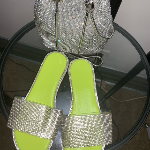 Shoes | Yellow Neon Rhinestone Sandals | Poshmark